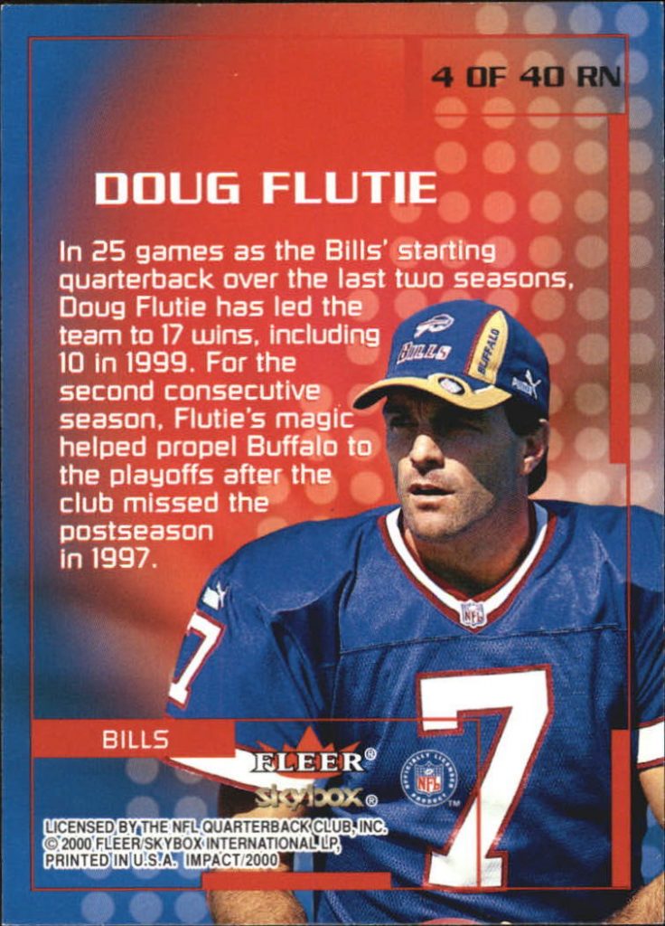 DOUG FLUTIE 2000 Fleer IMPACT REWIND 99 #4 Football Card – DJS Pokemon ...